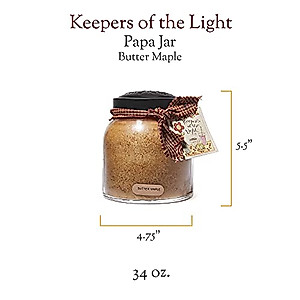 A Cheerful Giver - Butter Maple - 34oz Papa Scented Candle Jar with Lid - Keepers of the Light - 155 Hours of Burn Time, Gift for Women, Brown