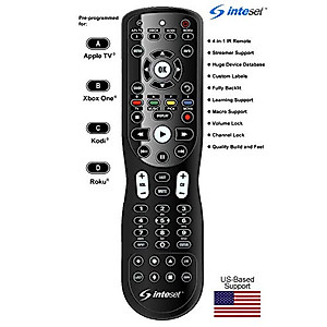 Inteset 4-in-1 Universal Backlit IR Learning Remote for use with Apple TV, Xbox Series X/S, Roku, Media Center/Kodi, Nvidia Shield, Most Streamers & Other A/V Devices