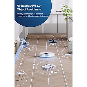 ECOVACS DEEBOT T10 OMNI Robot Vacuum and Mop Combo, Auto Self-Emptying, Auto Mop Cleaning, Hot Air Drying, 5000Pa Suction, OZMO TURBO Deep Mopping with Precision Mapping and Obstacle Avoidance, White