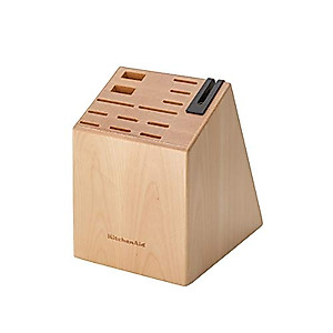 KitchenAid Gourmet 14 Piece Forged Triple Rivet Knife Block Set with Built in Knife Sharpener, High Carbon Japanese Stainless Steel Kitchen Knives, Sharp Kitchen Knife Set with Block, Birchwood