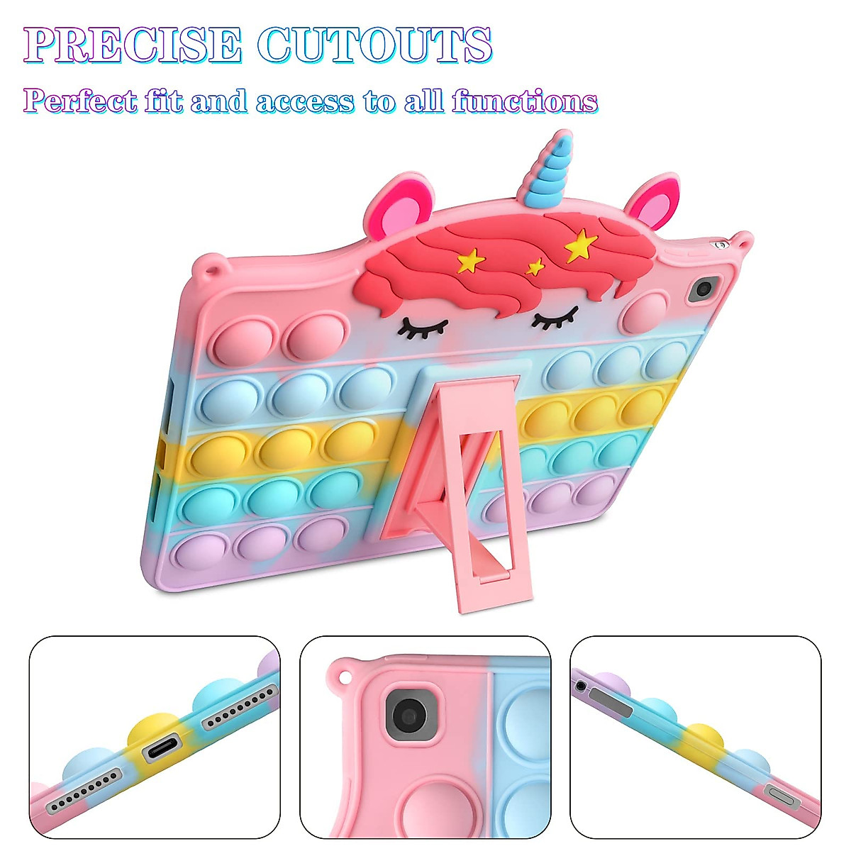 WESADN for iPad Air 2 Case for iPad Pro 9.7 Case with Kickstand for Girls Women Silicone Fidget Bubble Case Cute Pop Holder Cover for iPad Air 2rd Generation for iPad Pro 2016 9.7 inch