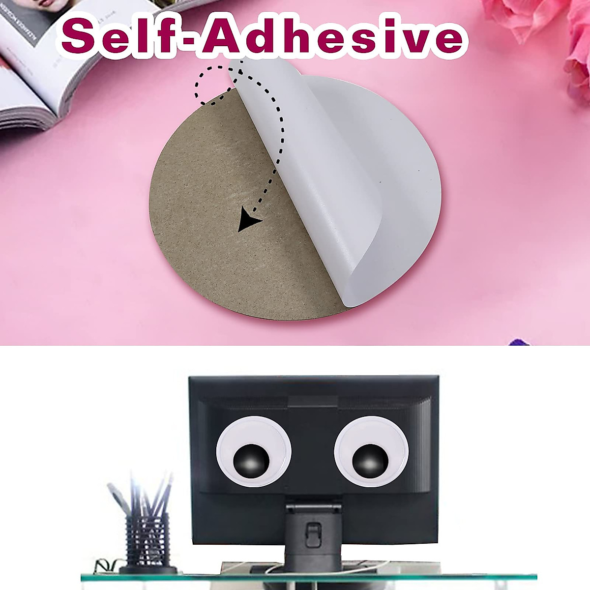 TOAOB 2pcs Giant Googly Wiggle Eyes Self Adhesive 7 Inch Large White Plastic Sticker Eyes for DIY Crafts Scrapbooking Christmas Decoration