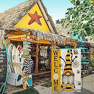 CROWNED BEAUTY Summer Gnome Garden Flag 12×18 Inch Double Sided Welcome Vertical Yard Outdoor Decoration