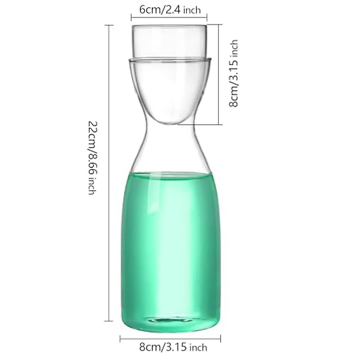 Mezchi 2 Pack Bedside Water Carafe Set with Tumbler Glass Set, 21 Oz Mouthwash Dispenser, Glass MouthWash Bottle, Clear Mouth Wash Container for Bathroom, Nightstand