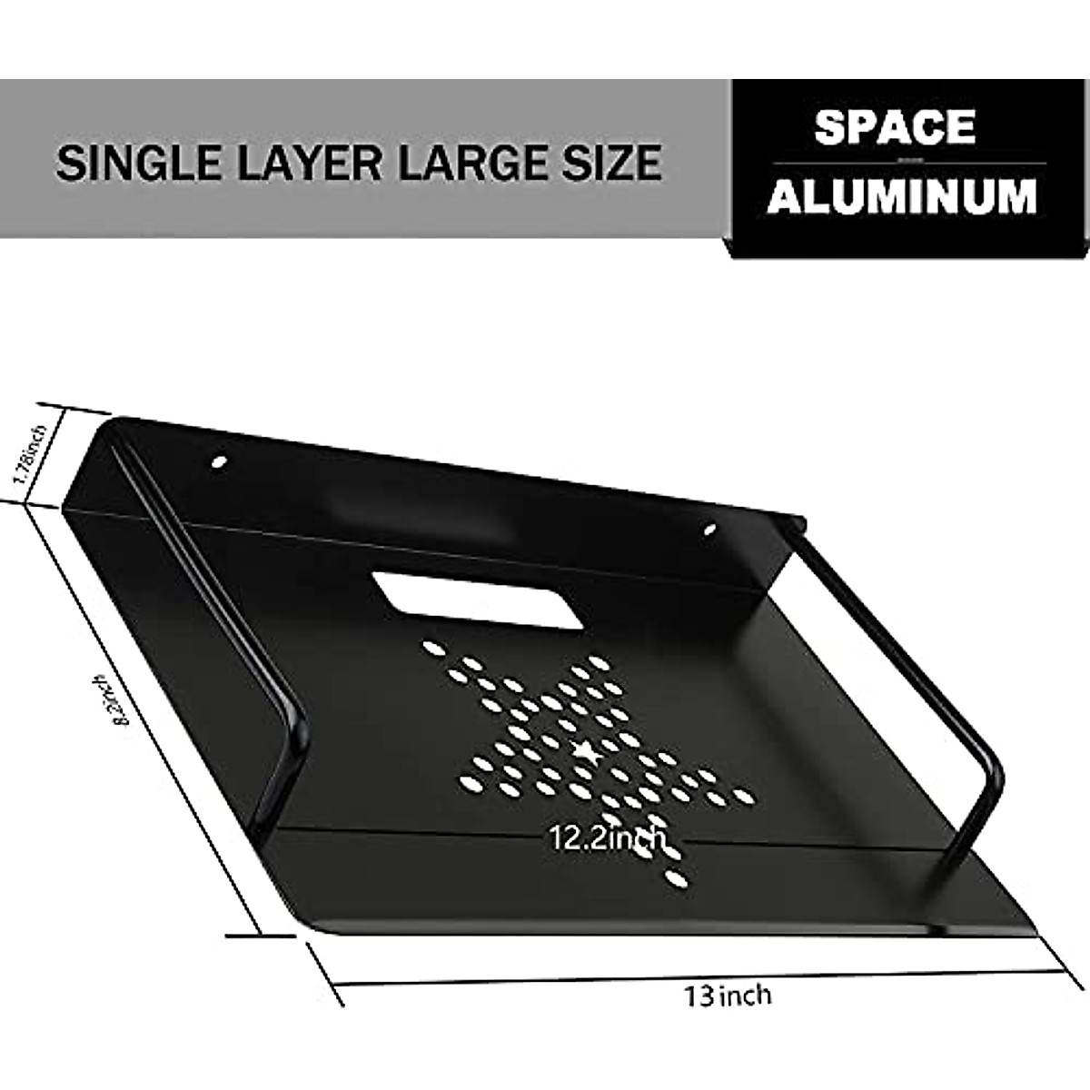 Xiboya textile Alumimum Alloy Wall Mount Shelf Bracket for TV Accessories WiFi Router TV Box Set Top Box ( Black,13'' x 8.2'')