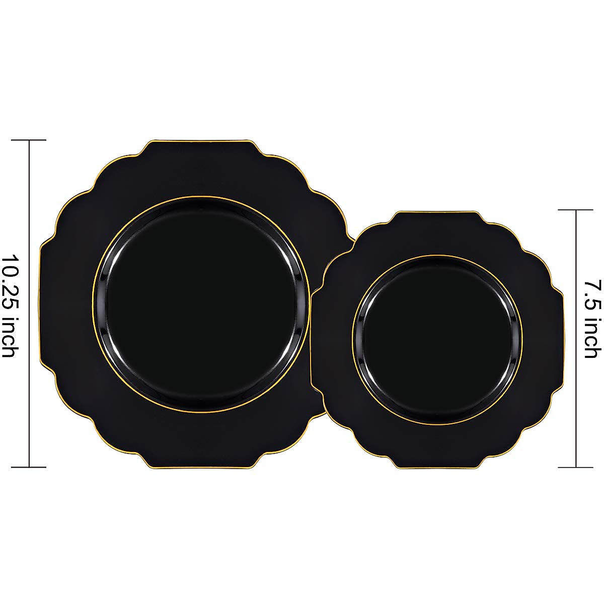 supernal 60pcs Black Plastic Plates,Black and Gold Plates Baroque,Gold Plates Plastic,Include 30 Plastic Dinner Plates,30 Appetizer Plates,Suit For Party, Birthday, Wedding, Easter and Monther's Day