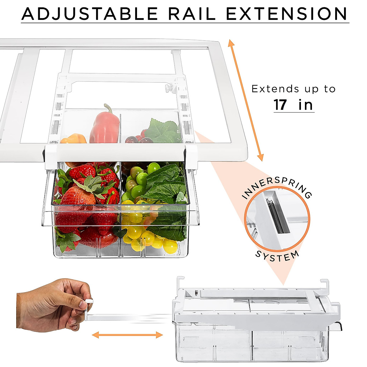 Sorbus Pull Out Fridge Drawer - Attachable Deli Drawer - Adjustable Refrigerator Storage Bin - Clear Plastic Kitchen Accessories