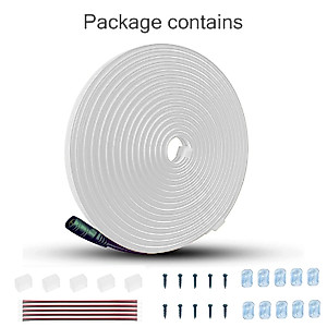 LannlKer LED Neon Rope Lights, 16.4ft/5m Cool White Neon Light Strip,12V Flexible Waterproof LED Strip, Silicone Neon Lights for Kitchen Bedroom Indoor Outdoor Decoration（Power Adapter not Included）