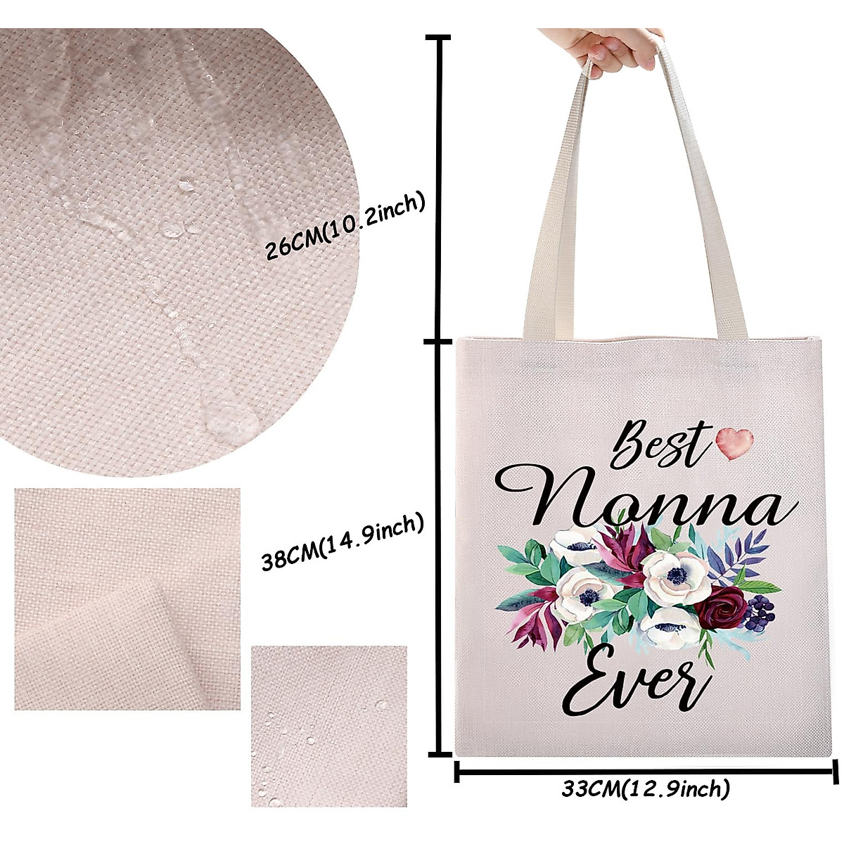 TSOTMO Best Nonna Ever Gift Grandma Gift from Grandchild Nonna Canvas Tote Bag (Nonna canvas)