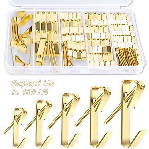 Picture Hanging Kit, 136 Pcs 5 Sizes Picture Hangers Hook Kit Including 10/20/30/50/100 LB, Heavy Duty Hangers Hardware kit with Nails for Picture Frame, Canvas, Mirror Hanging Decoration