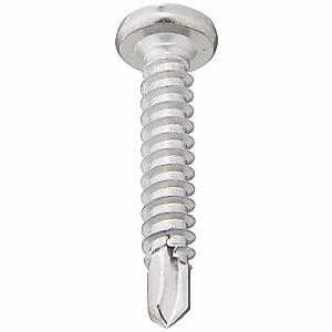 Small Parts 0816KQP410 410 Stainless Steel Self-Drilling Screw, Plain Finish, Pan Head, Square Drive, #2 Drill Point, #8-18 Thread Size, 1" Length (Pack of 25)
