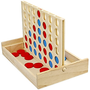 JOYPRO Wooden 4 in a Row Game, Kids Board Games for Kids 5 6 8 10 12 Year Olds, Travel Games for Kids and Adults, 2 Player Classic Family Board Games for Christmas Birthday Gift Coffee Table Decor