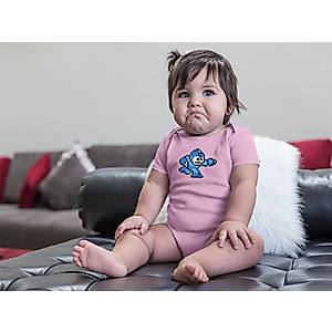 Pop Threads Mega Man 8 Bit Running Baby Bodysuit Boy Megaman Video Game Girl Infant Gifts Light Blue 6M