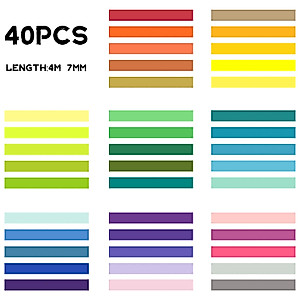 Ieebee 40 Rolls Washi Tape Set, Decorative Masking DIY Tapes for Children and Gifts Warpping (Mix)