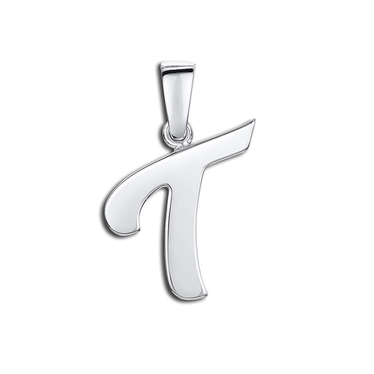 Amberta 925 Sterling Silver Alphabet Letter Pendant - Personalized Charm for Women - Stackable Symbol - Style T