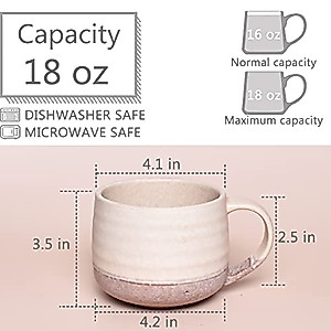 Bosmarlin Ceramic Large Latte Coffee Mug Set of 2 for Latte, Cappuccino, 18 Oz, Dishwasher and Microwave Safe (Pink&Grey, 2)