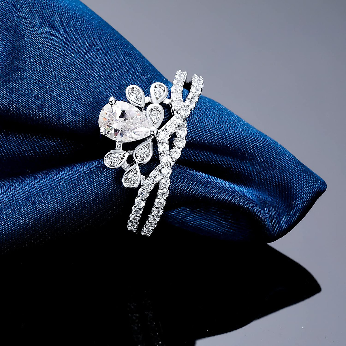 MDFUN S925 Sterling Silver Princess Crown Wedding Band Engagement Ring Crown Promise Eternity Ring for Women Size 5