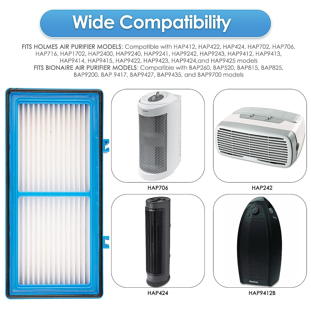 (15 Pack) AER1 Filter 5 HEPA Filters + 10 Carbon Booster Filters Compatible With Holmes AER1 Type Total Air Filter, HAPF30AT And HAP242-NUC, Replacement HEPA Filter Kit