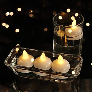 Gouccpu Water Activated Tea Lights, Waterproof Flameless Tea Lights, 12 Pack Floating LED Candles for Centerpieces, Bathtub Wedding Decorative Floating Tealight Candles Battery Operated Warm White
