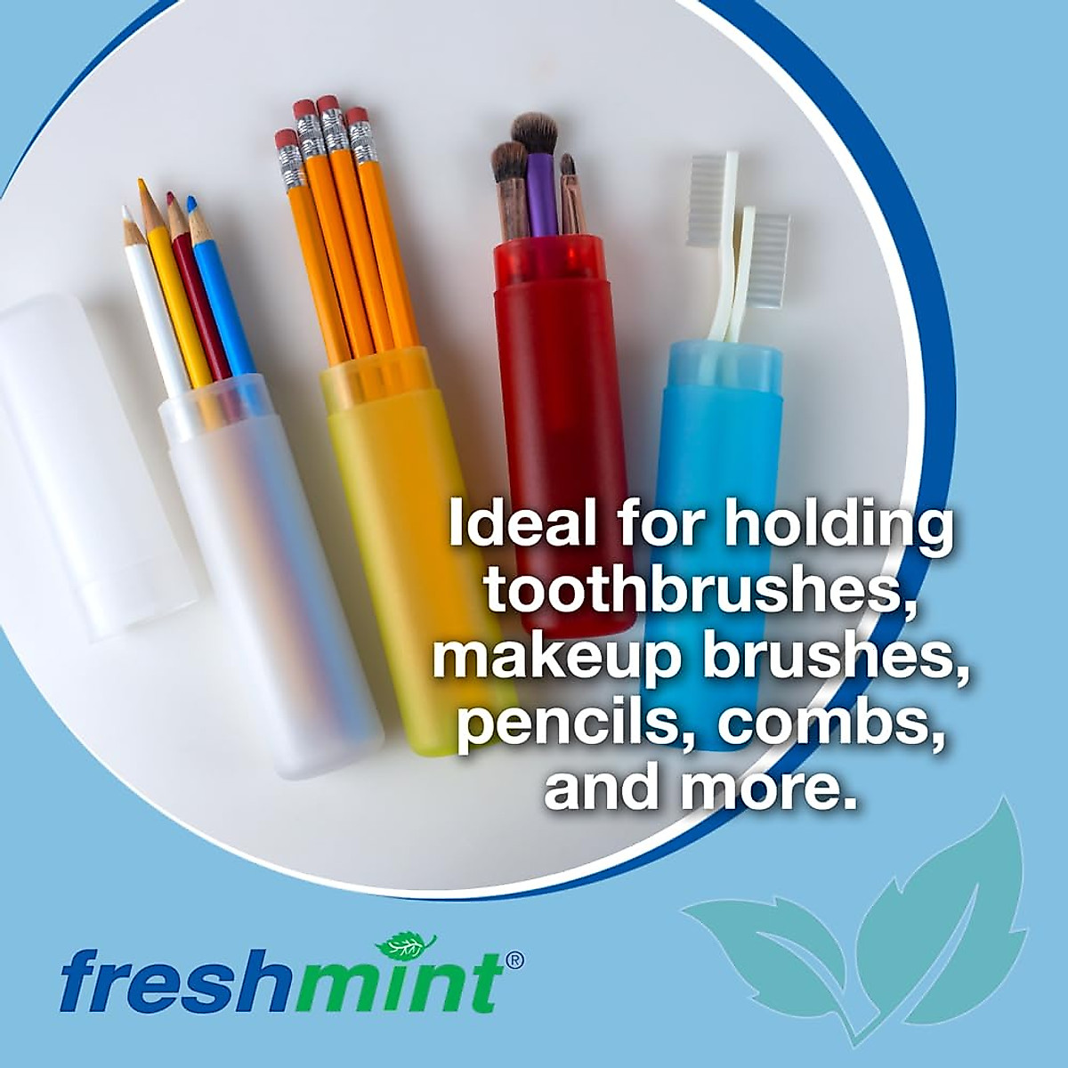 (Pack of 100) Freshmint Toothbrush 2 Piece Holder Individually Wrapped Variety of Colors (Yellow, Blue, Clear, Red)