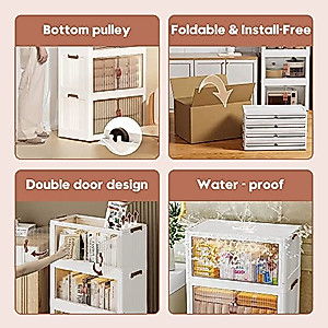 Storage Bins with Lids,Collapsible Closet Organizers with Double Door,Foldable Toy Storage with front opening.Dorm Room Essentials,21Gal Folding Car Organizer.