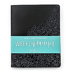 Weekly Planner - Cute Dot Bullet Paper Planner Notebooks and Journal for Women by June and Lucy: Undated 12 Month Dot Grid Appointment Planner, Calendar & Personal Organizer for Women