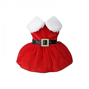 Wouke Christmas Dog Dresses for Pet Clothes Cat Vest Dresses Apparel Lightweight Velvet Red (Small, Red #C)