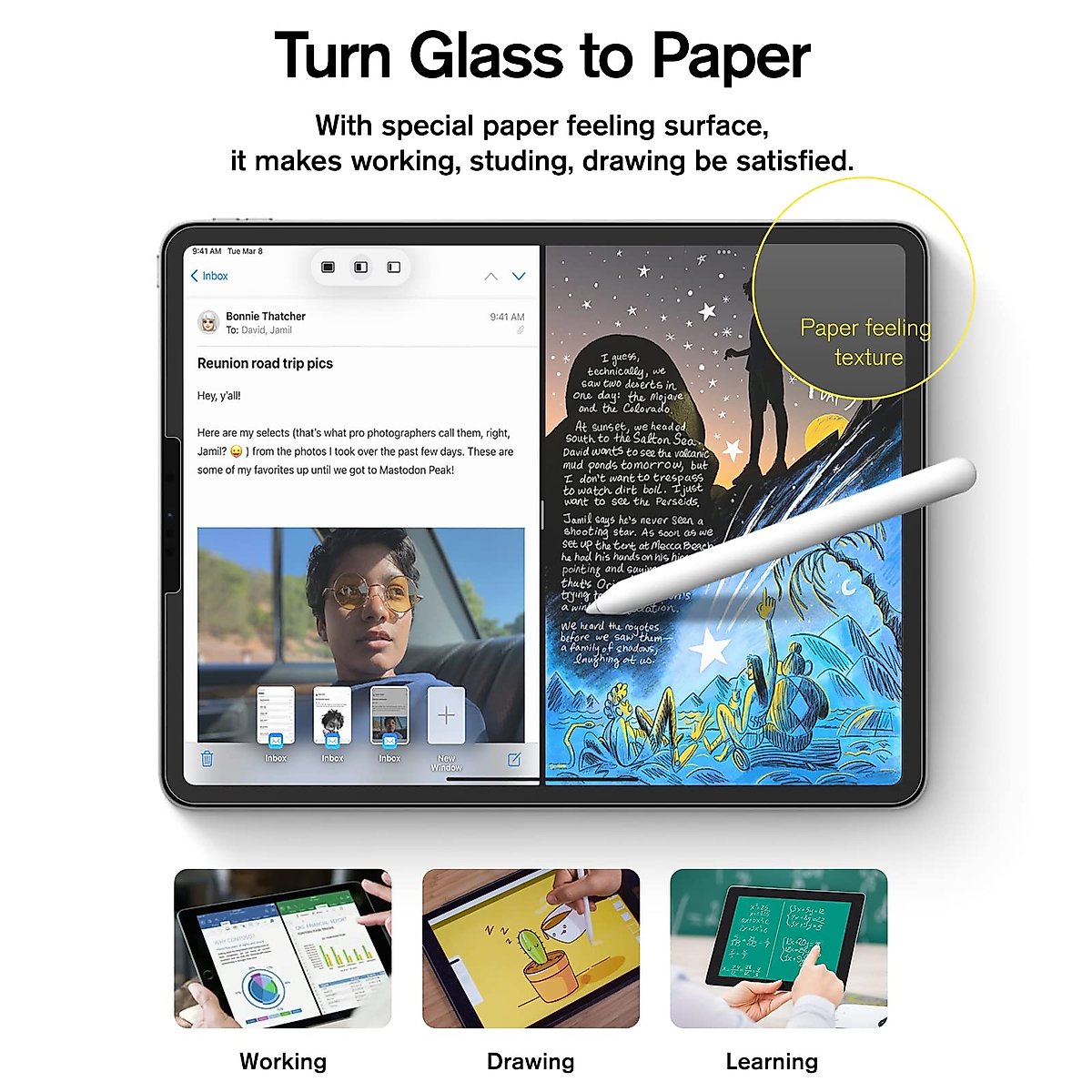 Hocents. Paperfeel Glass Screen Protector Compatible with iPad Pro 12.9 6th / 5th / 4th / 3rd Generation (2022/2021 / 2020/2018), Auto-Alignment Tool, Tempered Glass, EZ Kit