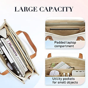 Missnine Laptop Tote Bag Canvas Laptop Bag 15.6 inch Work Shoulder Bags Casual Briefcase Handbag for Travel, Office, College