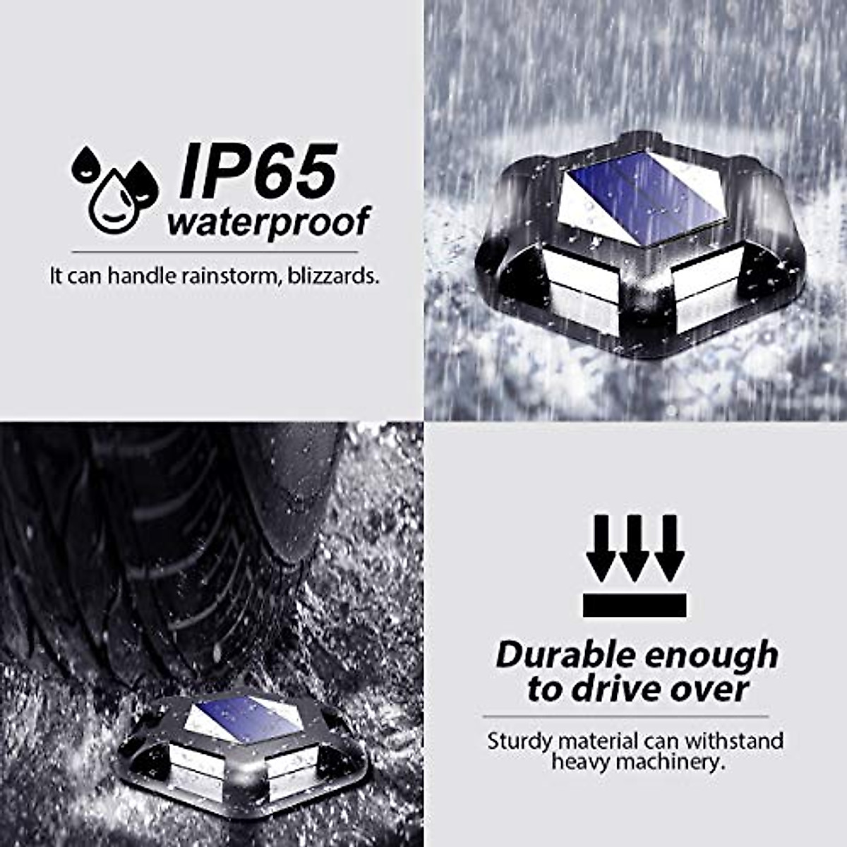 T-SUN Solar Dock Lights Outdoor, 8 Pack Solar Step Lights Driveway Deck Lights Outdoor Waterproof Warning Road Markers Light for Pathway, Driveway, Sidewalk, Garden, Yard(White)