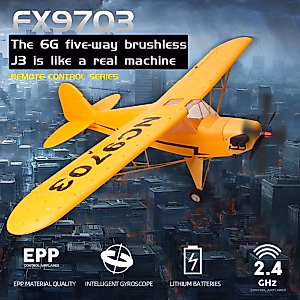 PLRB TOYS RC Hobby Plane, with Brushless Motor RC 5 Channels J3 Aircraft Ready to Fly with 6-axis Stabilizer System for Beginner Practice Wingspan 680mm