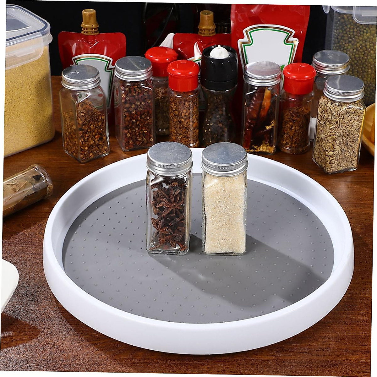 BESTOYARD 3pcs Rotating Tray Rotating Sundries Organizer Kitchen Turntable Organizer Rotating Cosmetic Tray Rack Round Tray Multi-Function Spice Tray Plastic Storage White Spinner to Rotate
