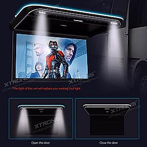 XTRONS 19.5 Inch Car Overhead Player 16:9 Wide Screen 1080P Video Car Roof Mount Monitor Ultra-Thin Flip Down Overhead Car Monitor Supports IR, HDMI, USB, AV Input, Stereo Speakers