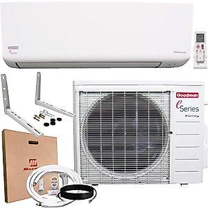 Goodman 12,000 BTU 18 SEER2 Ductless Mini Split Inverter Heat Pump System with Maxwell 16-ft Installation and Wall Bracket (230v)
