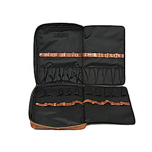 Genuine Leather Chef Knife Bag Retro Backpack | 20+ Slots for Knives and Chef Tools | Hidden Back Pocket for Tablet | Sturdy Knife Bags For Chefs & Culinary Students | Light Brown