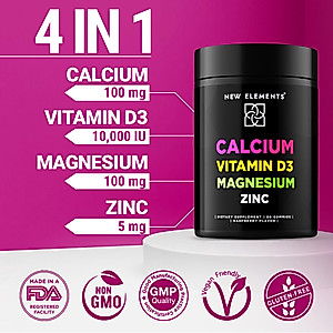 New Elements Calcium Gummies with Vitamin D3, Magnesium, and Zinc - 60 Count