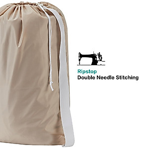 HOMEST XL Nylon Laundry Bag with Strap, Large Dirty Clothes Organizer, Easy Fit a Laundry Hamper or Basket, Can Carry Up to 4 Loads of Laundry, Beige