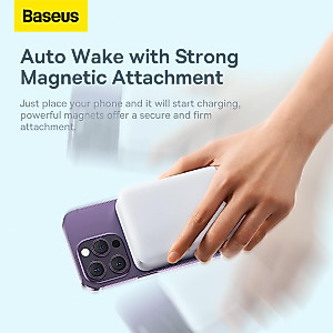 Baseus for MagSafe Battery Pack 20000mAh,PD 20W Portable Charger Power Bank,Wireless Magnetic Power Bank Fast Charging with USB-C Cable, for iPhone 14/13/12 Series and AirPods 3/2/Pro,White