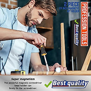 Amartisan 2-Piece 1/4" Bit Driver Magnetic Screwdriver Bit Holder, 200mm and 80mm Long, Screwdriver Handle for Magnet Tip