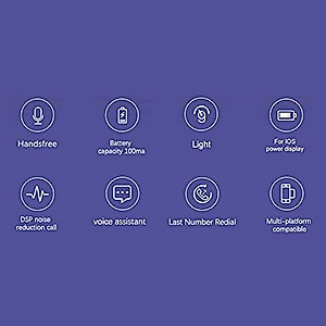 Heave 1Pc Bluetooth Earpiece Wireless Bluetooth V5.0 Headset,Single Ear Hook Bluetooth Earphone Handsfree Phone Headphone with Noise Cancelling Mic for Business Driving White