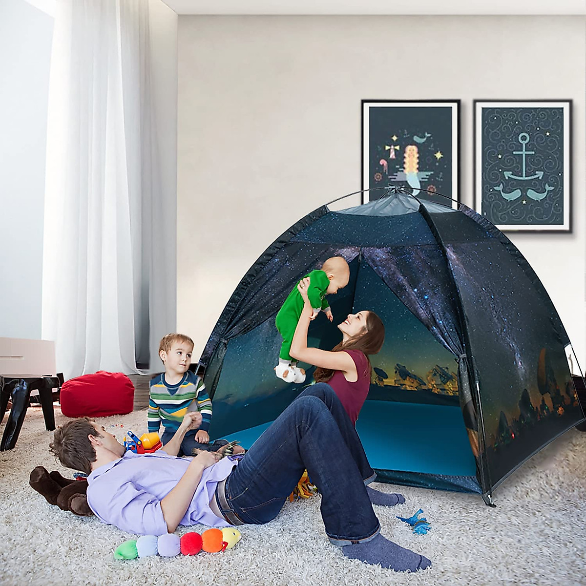 Mnagant Kids Play Tent-61”x61”x45”Imaginative Play Popup Tent Space World Tent for Kids Indoor/Outdoor Fun-Kids Galaxy Dome Tent Playhouse for Boys and Girls,Perfect Kid’s Gift