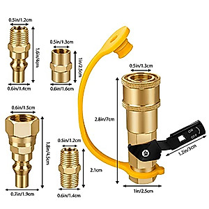 EEEKit 1/4" RV Quick Connect Adapter Propane Hose Convert Gas BBQ Grill Hex Air Hose Shutoff Valve & Full Flow Plug and Male Threaded for Natural Gas 1/4" Quick Connect Disconnect Kit for Camping BBQ