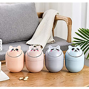 HPH Mini Trash Can Desktop Trash Can for office Desktop Coffee Table Kitchen Small Garbage Can Cute Plastic Trash Can Shake Cover Bucket Small Paper Basket,orange,GH-2009-4