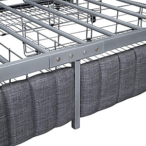 CKLMMC Morden Upholstered Platform Bed Frame with 4 Drawers,Sturdy Built-in Metal Slat Support,Full Size Platform Bed for Bedroom,Living Room (Gray+Linen Fabric2, Full)