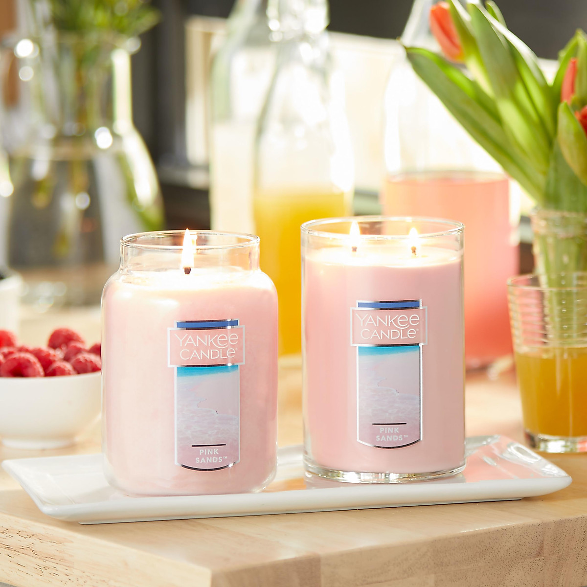 Yankee Candle Pink Sands Scented, Classic 22oz Large Jar Single Wick Candle, Over 110 Hours of Burn Time