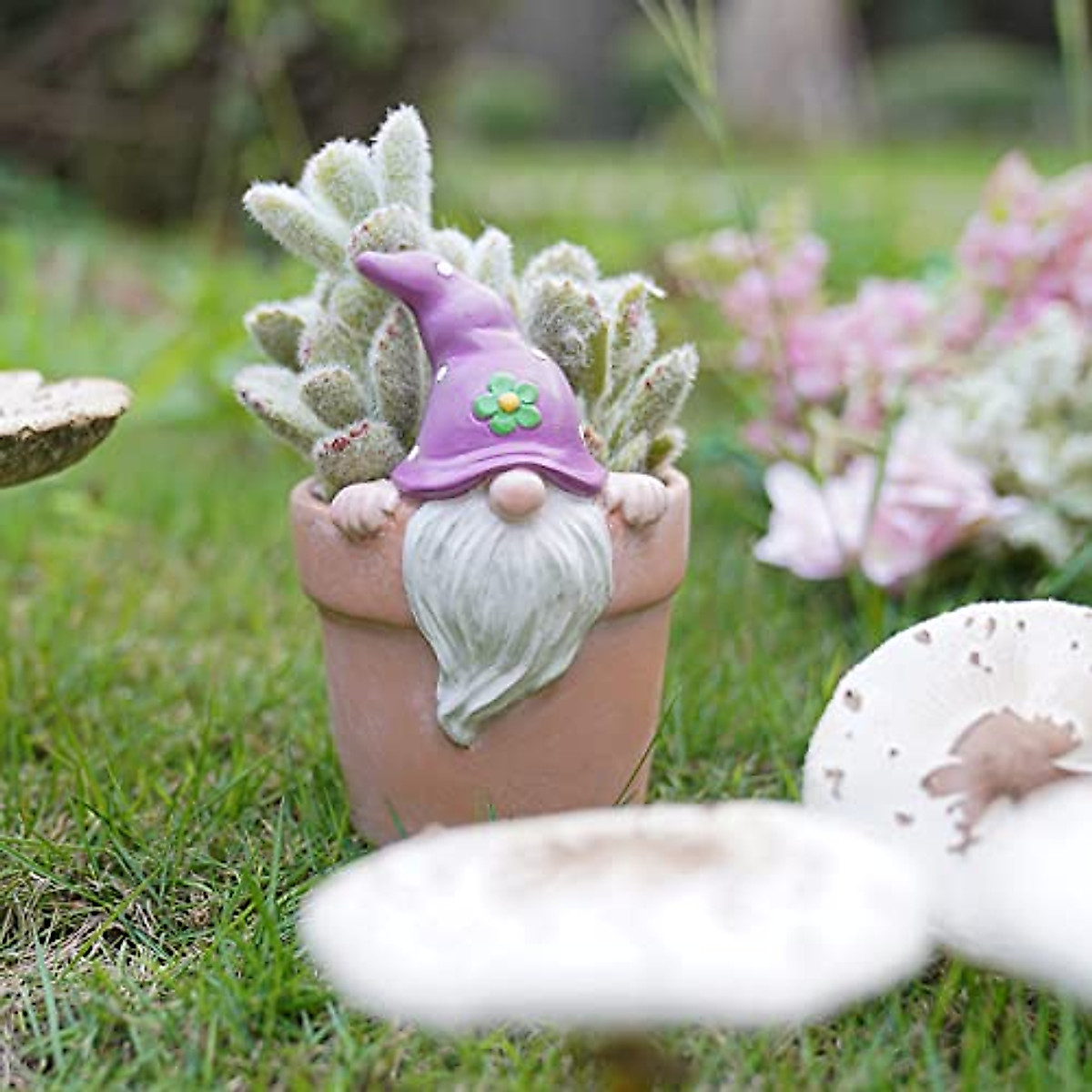 Newman House Studio Spring-Gnomes Flower-Pots Easter Decorations Cactus-Succulents - Easter Decorative Purple Planter Pots Unique Garden Pots with Drainage Hole for Indoor Outdoor 3 x 3.5 x 5 inch