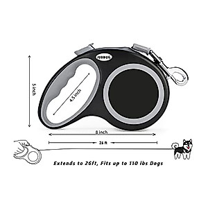 JUBDUG New Classic Retractable Dog Leash,26ft Dog Leash for Large Medium Small Dogs up to 110lbs, Heavy Duty Design with Anti-Slip Handle, One-Handed Quick-Lock Braking System.