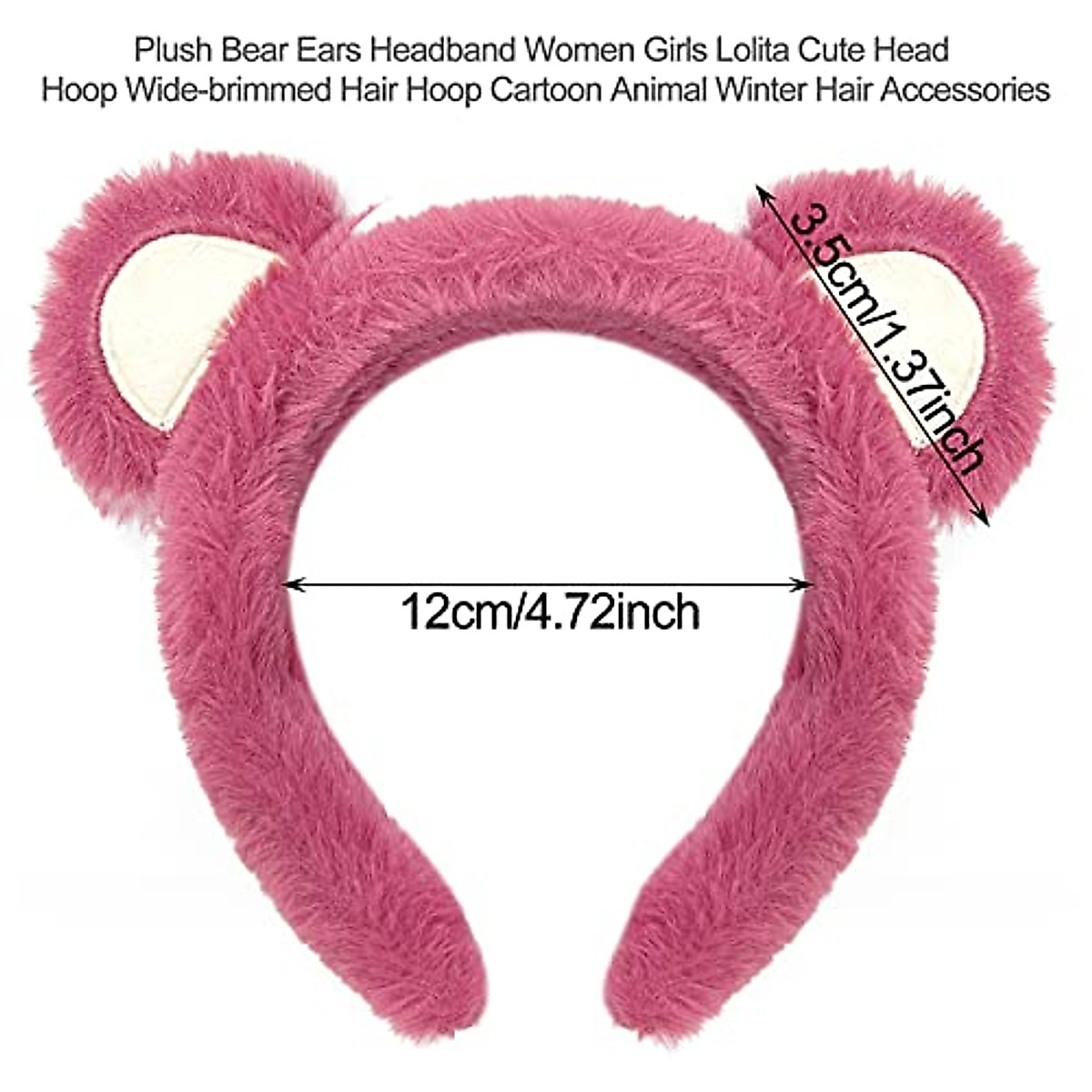 Wittocs Rose Red Bear Ears Headband Plush Bear Ear Headwears for Women Girls Makeup Headband Cute Fashion Fluffy Soft Face Washing Headbands New Year Christmas Valentines Day Hair Hoop
