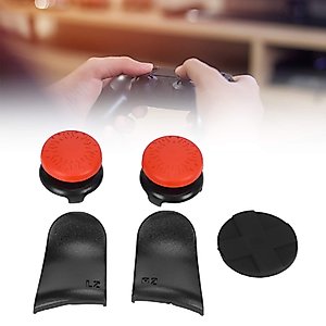 5 in 1 Controller Accessory for, Thumb Stick Grip Key Joystick Cover, L1/R2 Key Extender, Joystick Key, Cross Key (red)