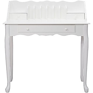Monarch specialties , Traditional Desk, Solid Wood, Antique White, 36"L